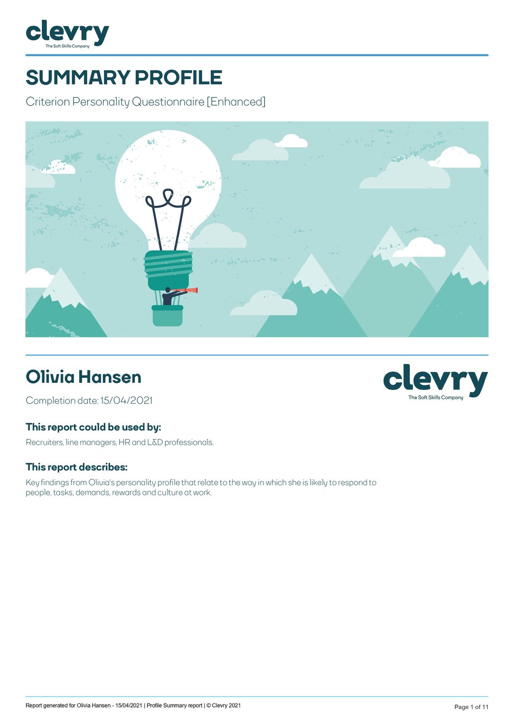 Profile Summary Sample Report