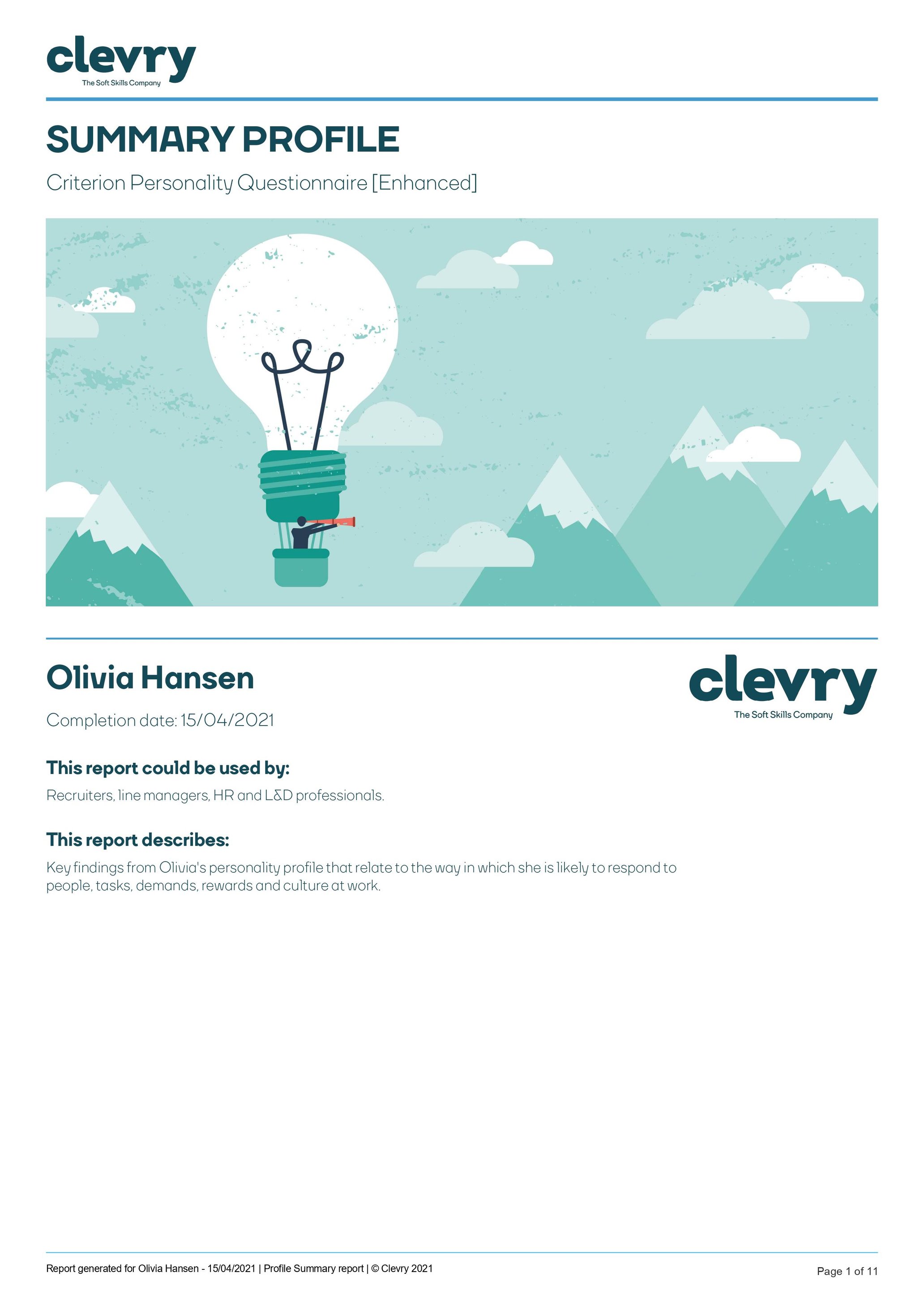 Profile Summary Sample Report