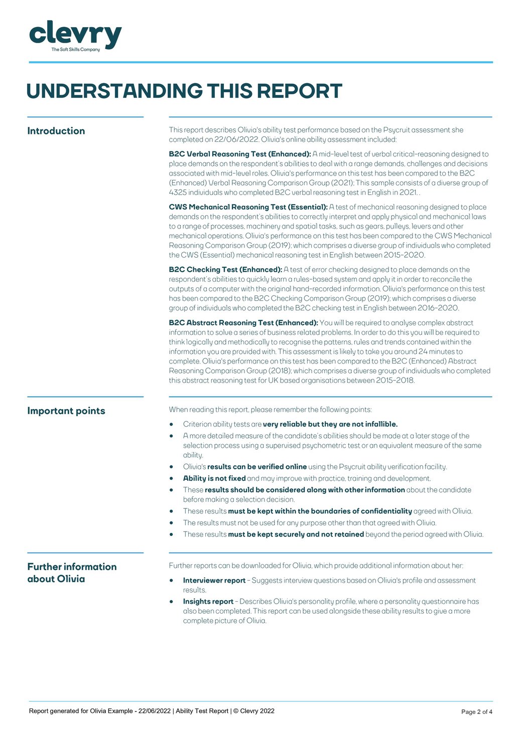 Ability Test Sample Report