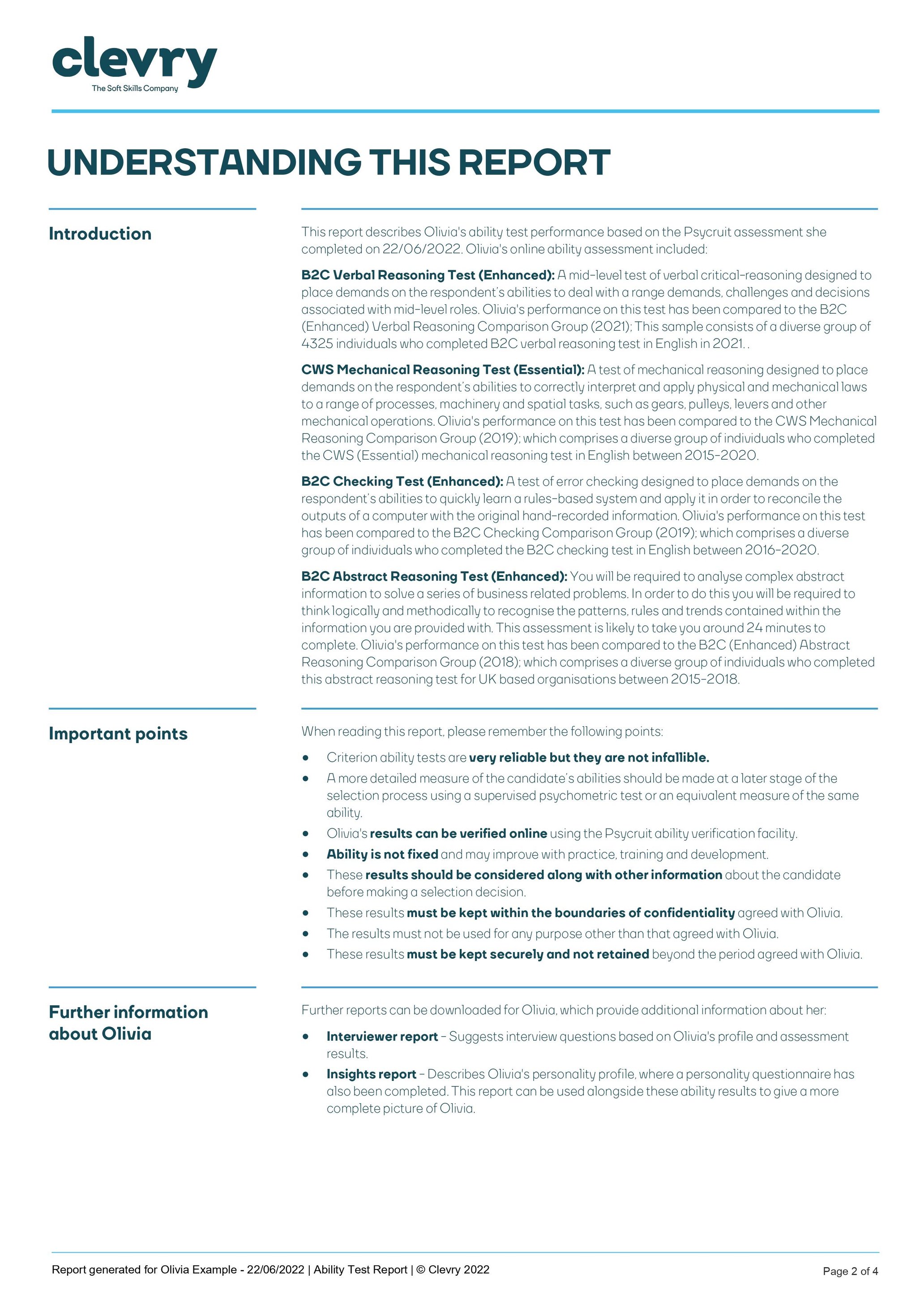 Ability Test Sample Report